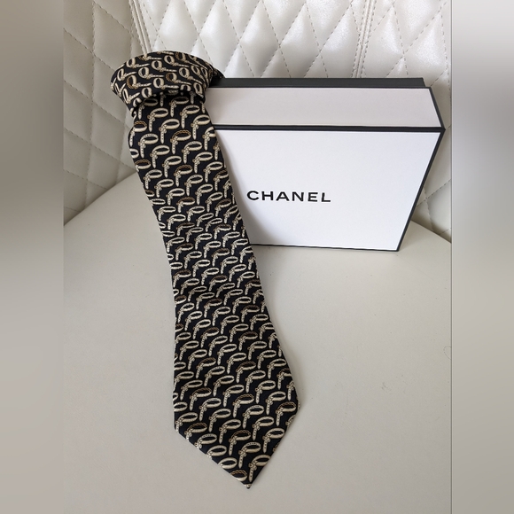 CHANEL | Accessories | Authentic Chanel Silk Tie Euc | Poshmark